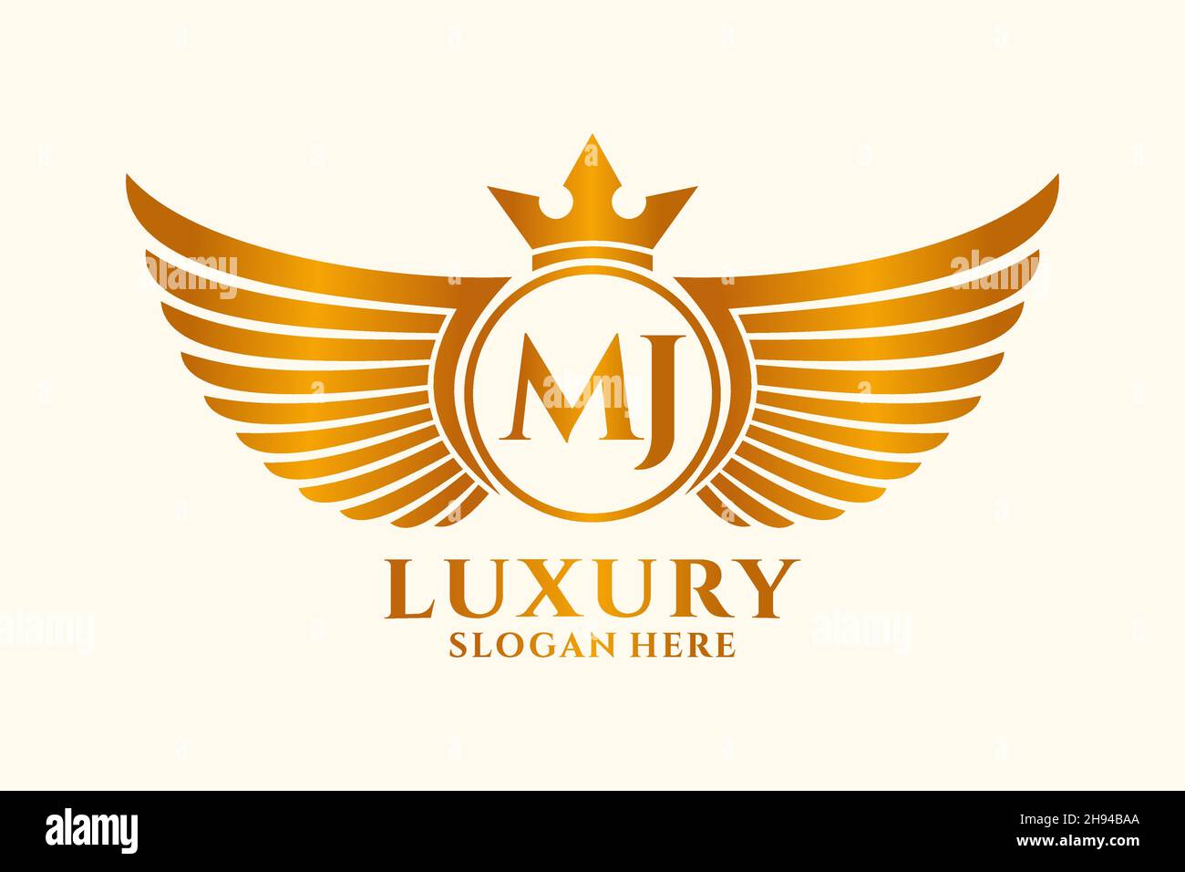 Luxury royal wing Letter MJ crest Gold color Logo vector, Victory logo ...