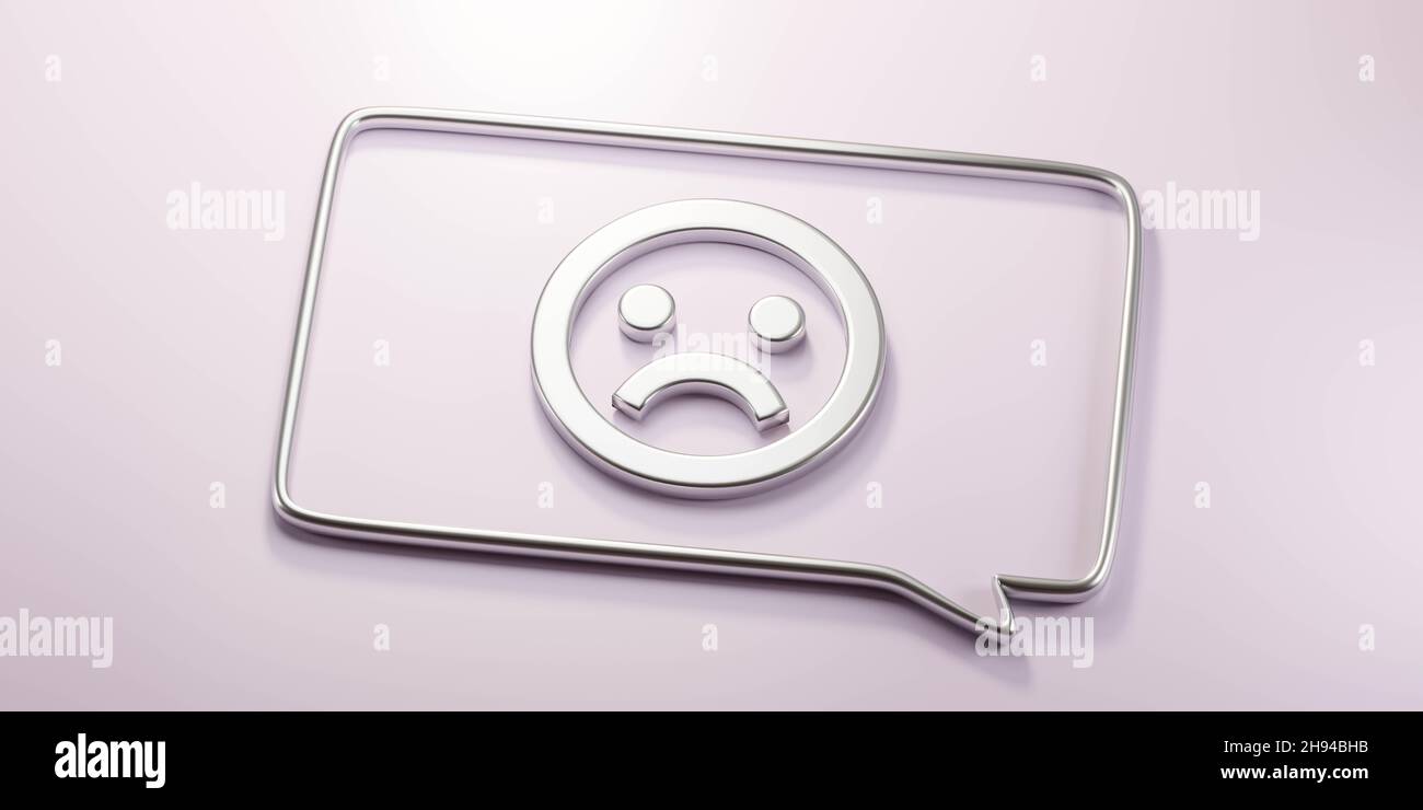 Abstract negative comment speech bubble metalic surface 3d render ...