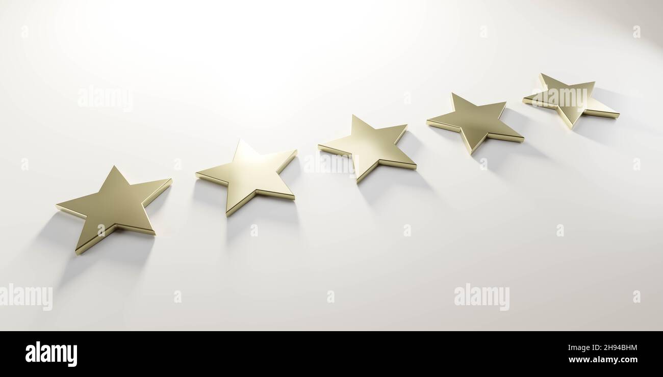 Star review rating costumer feedback evaluation concept 3d render ...