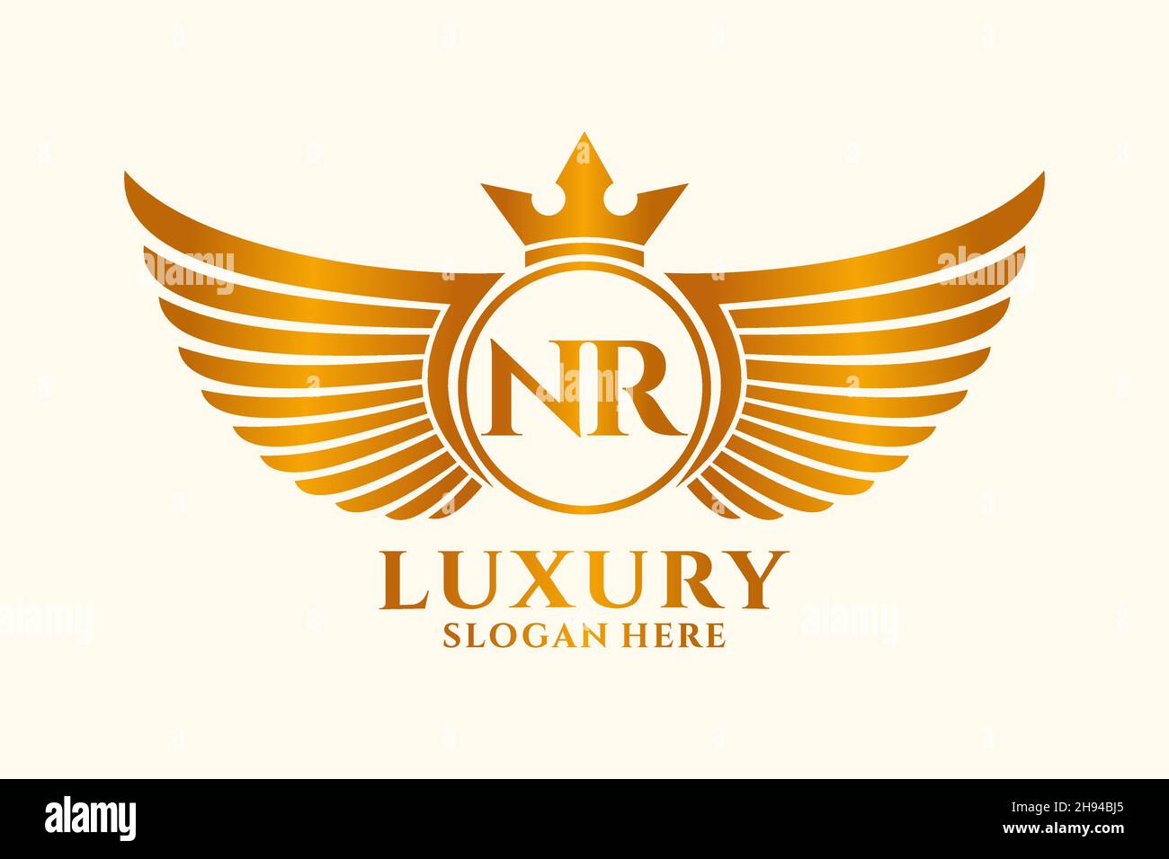 Luxury royal wing Letter NR crest Gold color Logo vector, Victory logo ...
