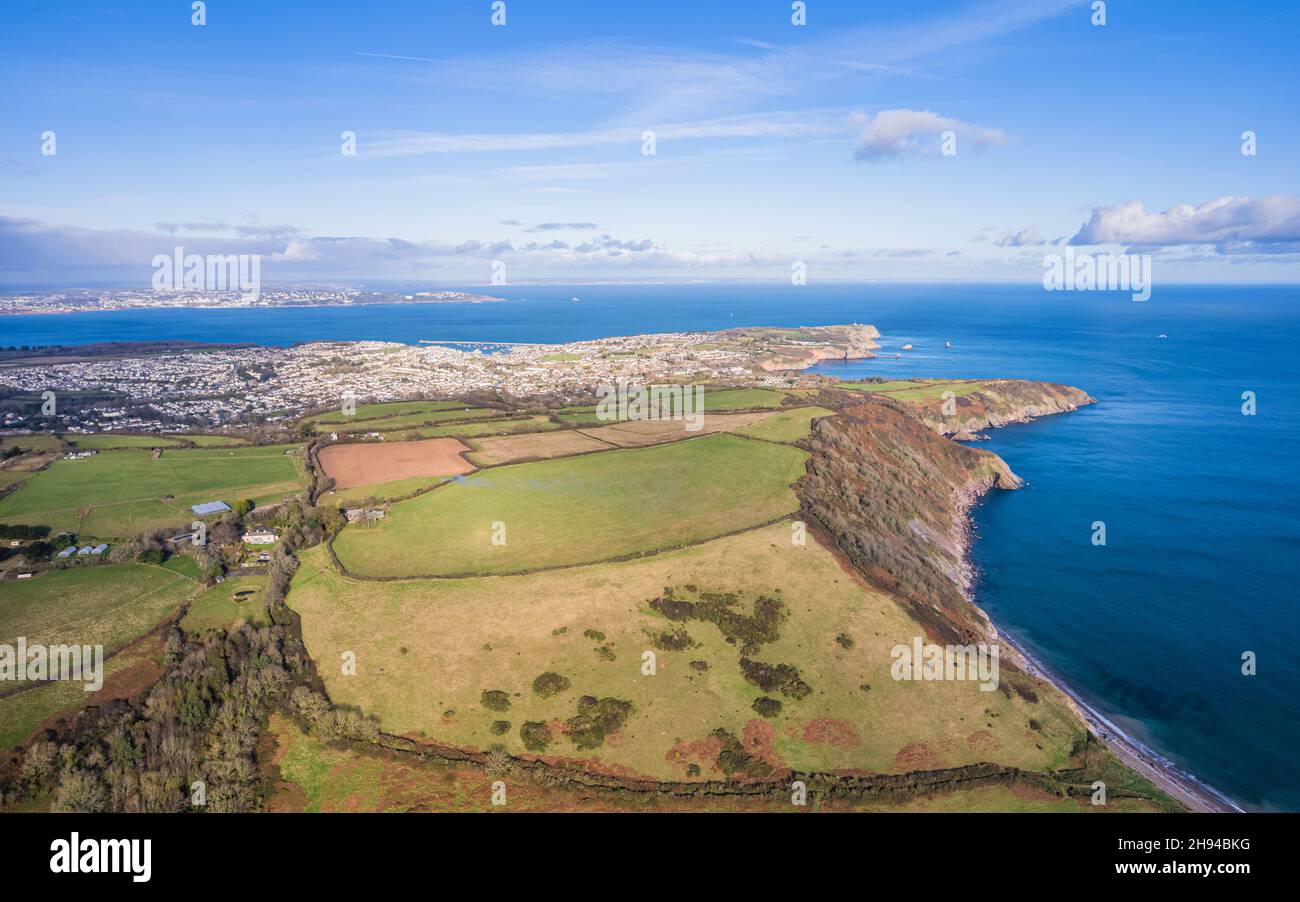 Farmlands over Man Sands, Brixham, Kingswear, Devon, England Stock ...