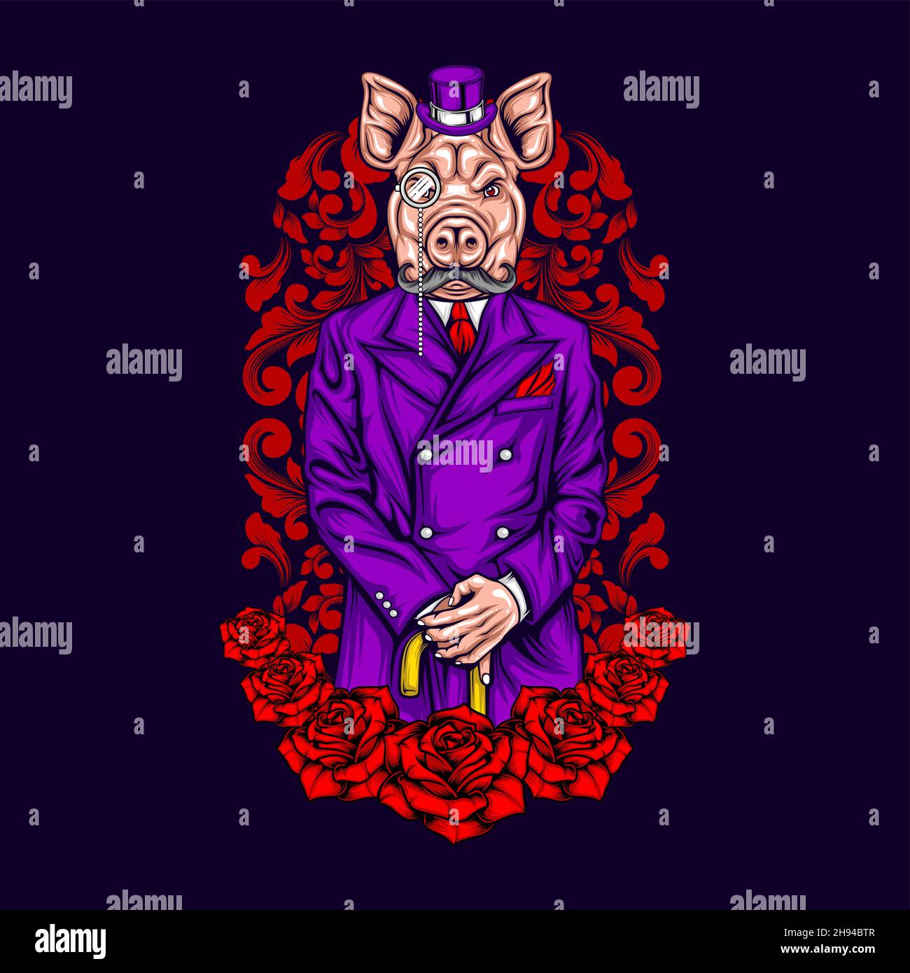 Pig head illustration hi-res stock photography and images - Alamy