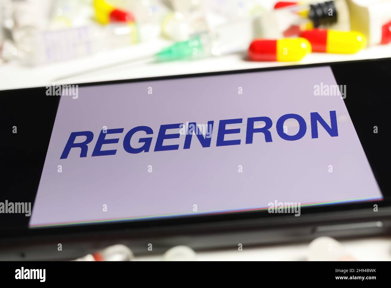 Viersen, Germany - December 1. 2021: Closeup of mobile phone screen ...