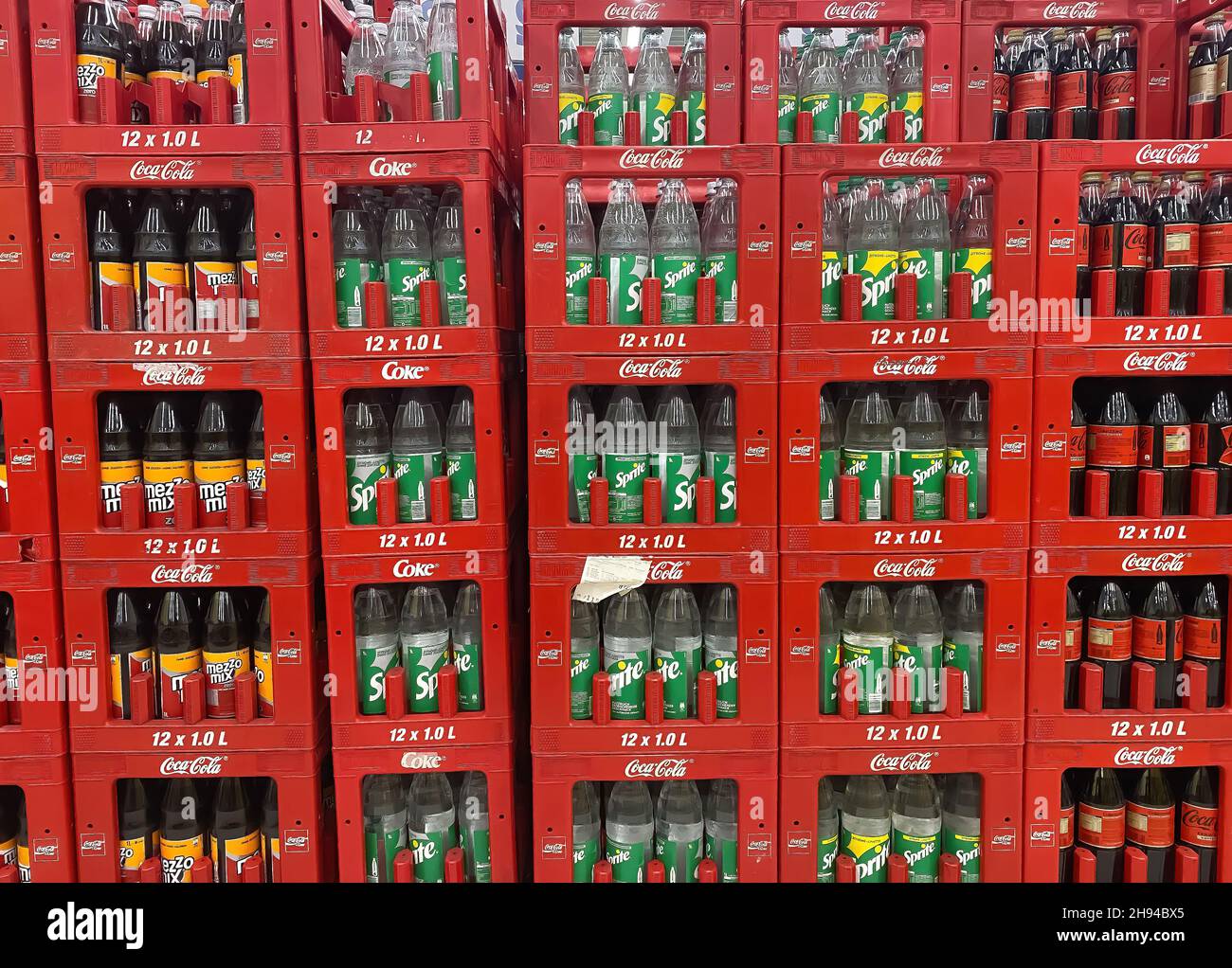 Viersen, Germany - May 1. 2021: View on wall many different stacked ...