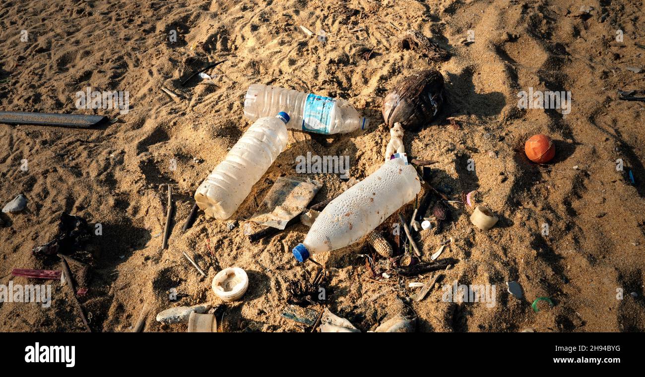 Beach of Sri Lanka is polluted with garbage Stock Photo - Alamy