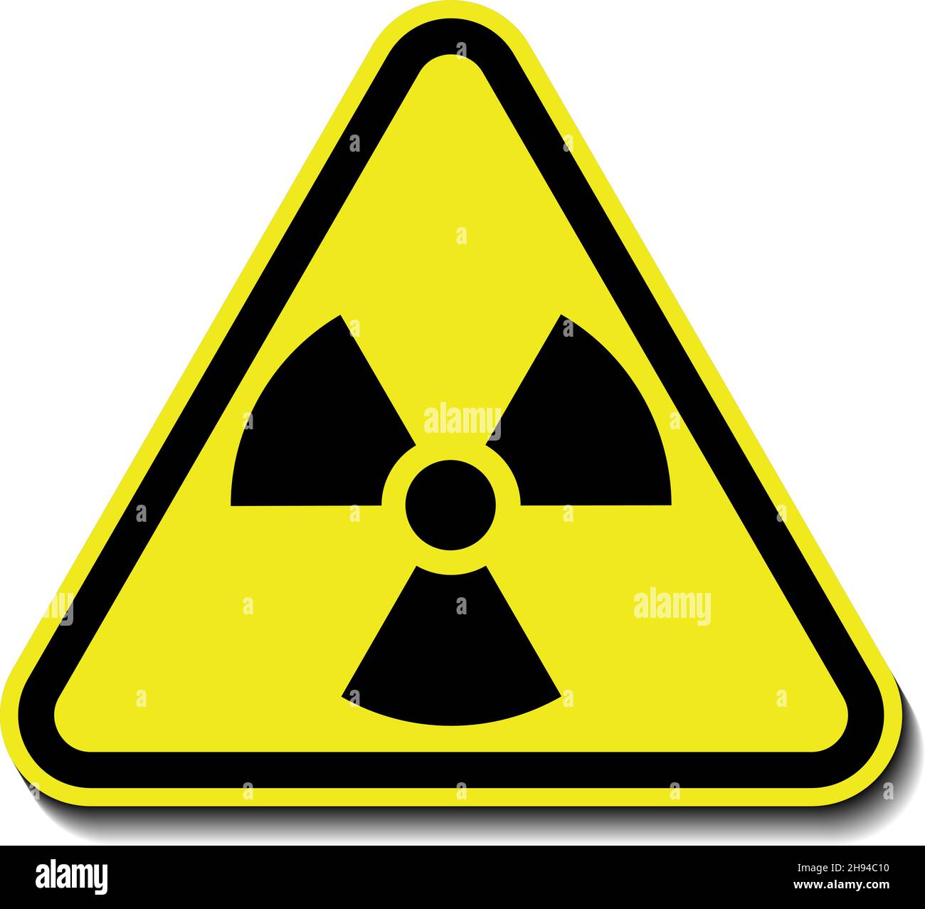 Radiation warning yellow sign vector icon isolated on white background ...