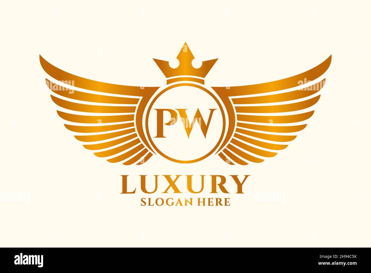 Luxury royal wing Letter PW crest Gold color Logo vector, Victory logo ...