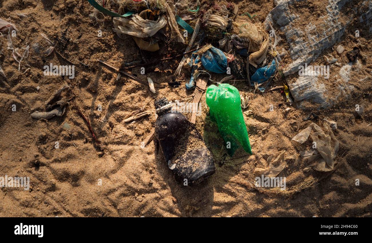 Beach of Sri Lanka is polluted with garbage Stock Photo - Alamy