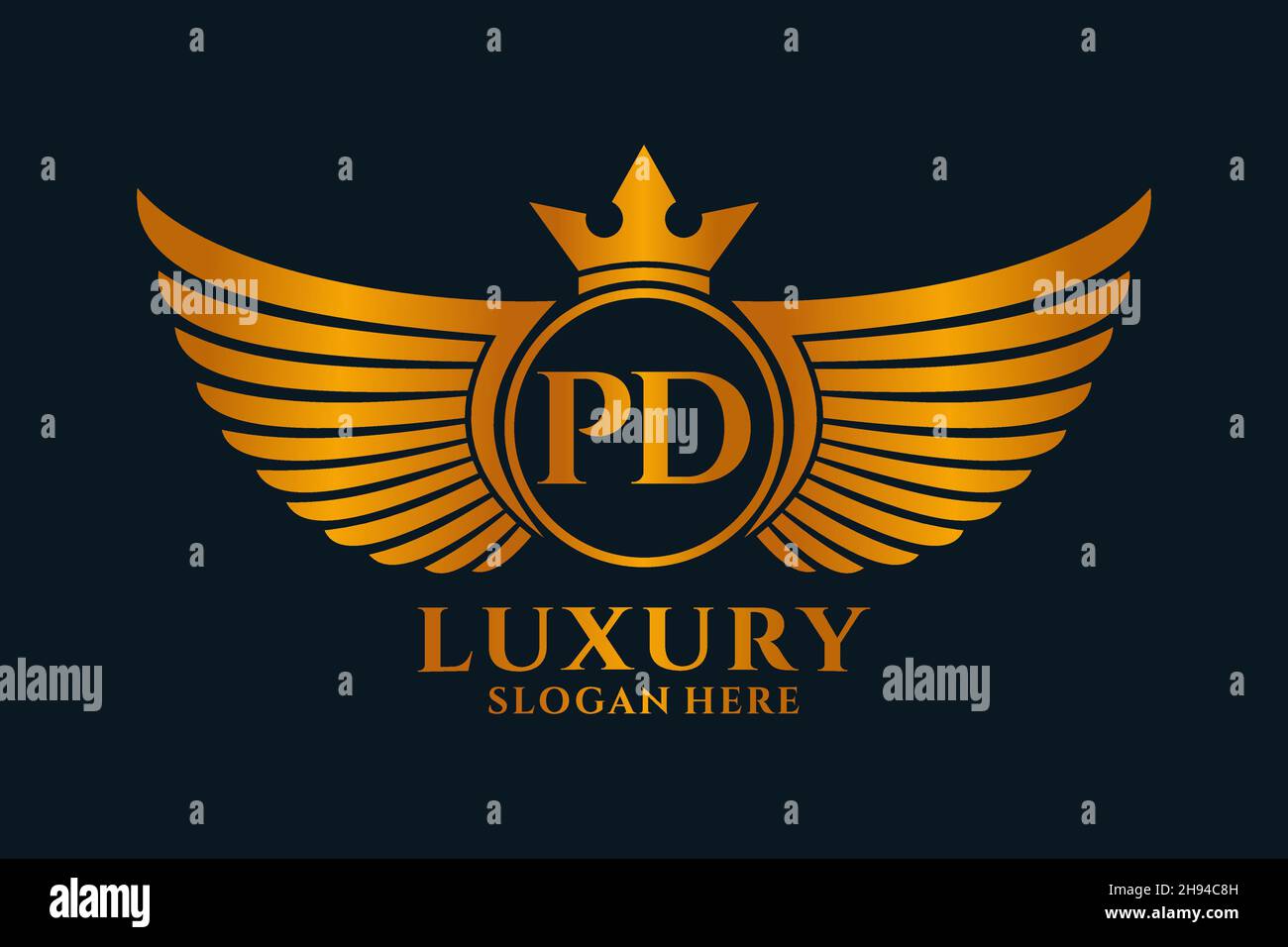 Luxury royal wing Letter PD crest Gold color Logo vector, Victory logo ...