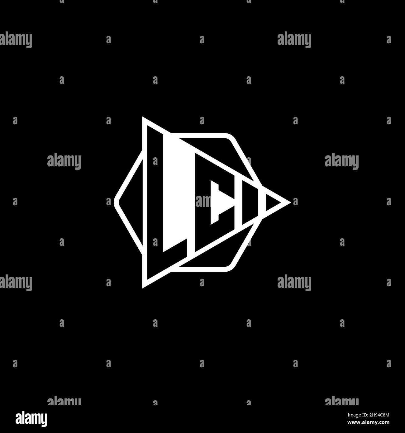 LC Monogram logo letter with triangle play button shape hexagonal ...