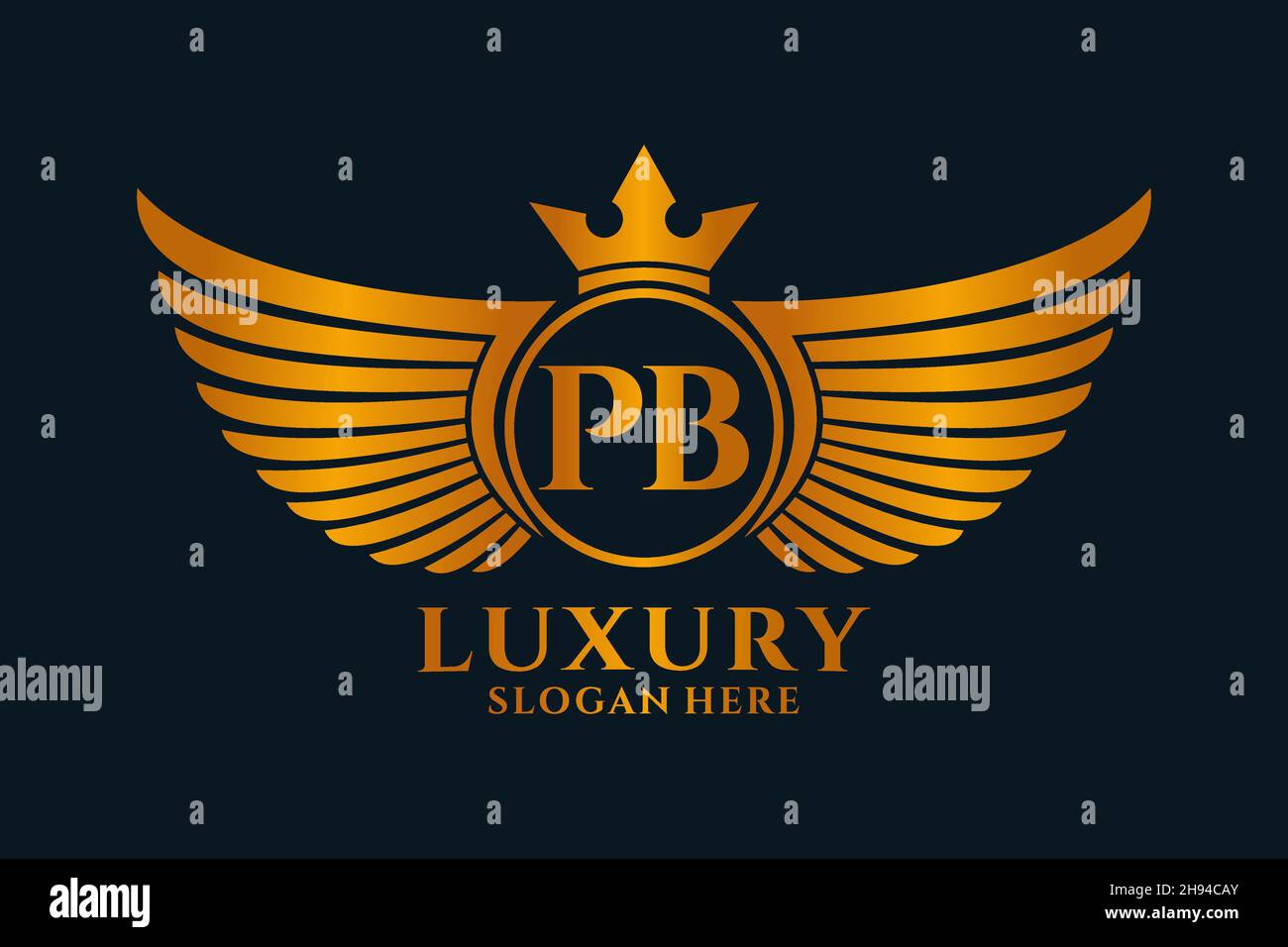 Luxury royal wing Letter PB crest Gold color Logo vector, Victory logo ...