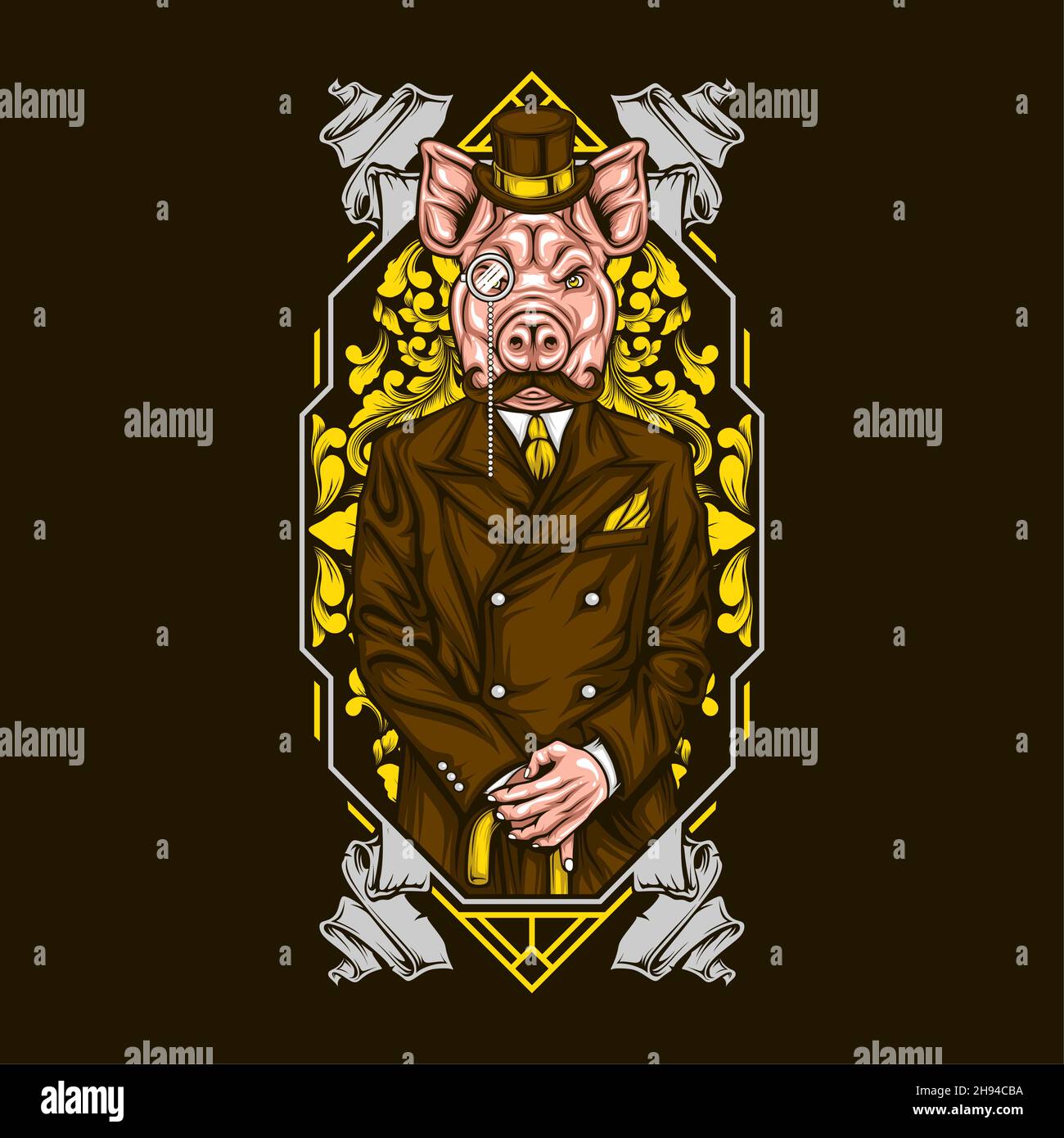 pig head man in suit with awesome background Stock Vector Image & Art ...