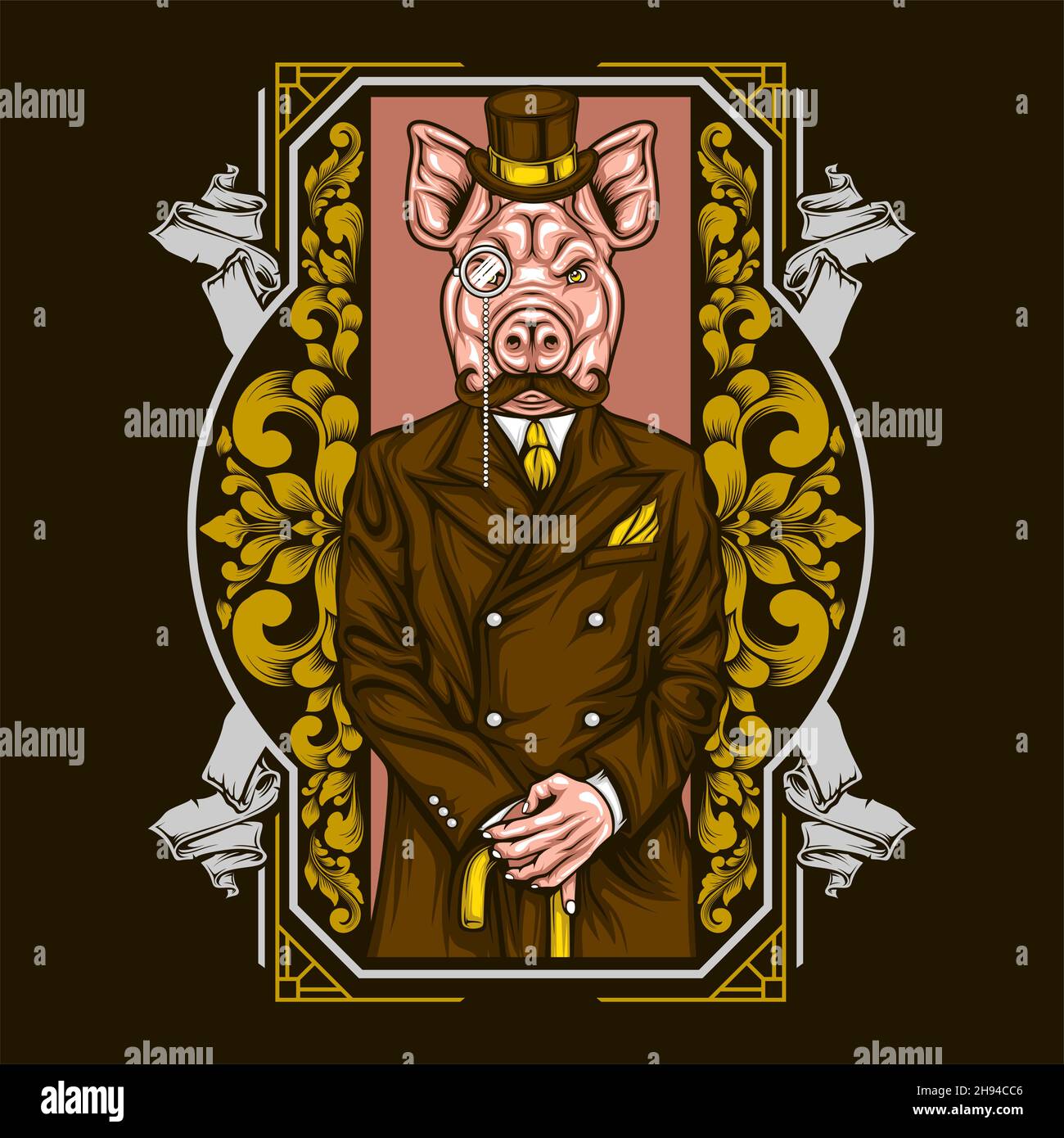 pig head man in suit with awesome background Stock Vector Image & Art ...