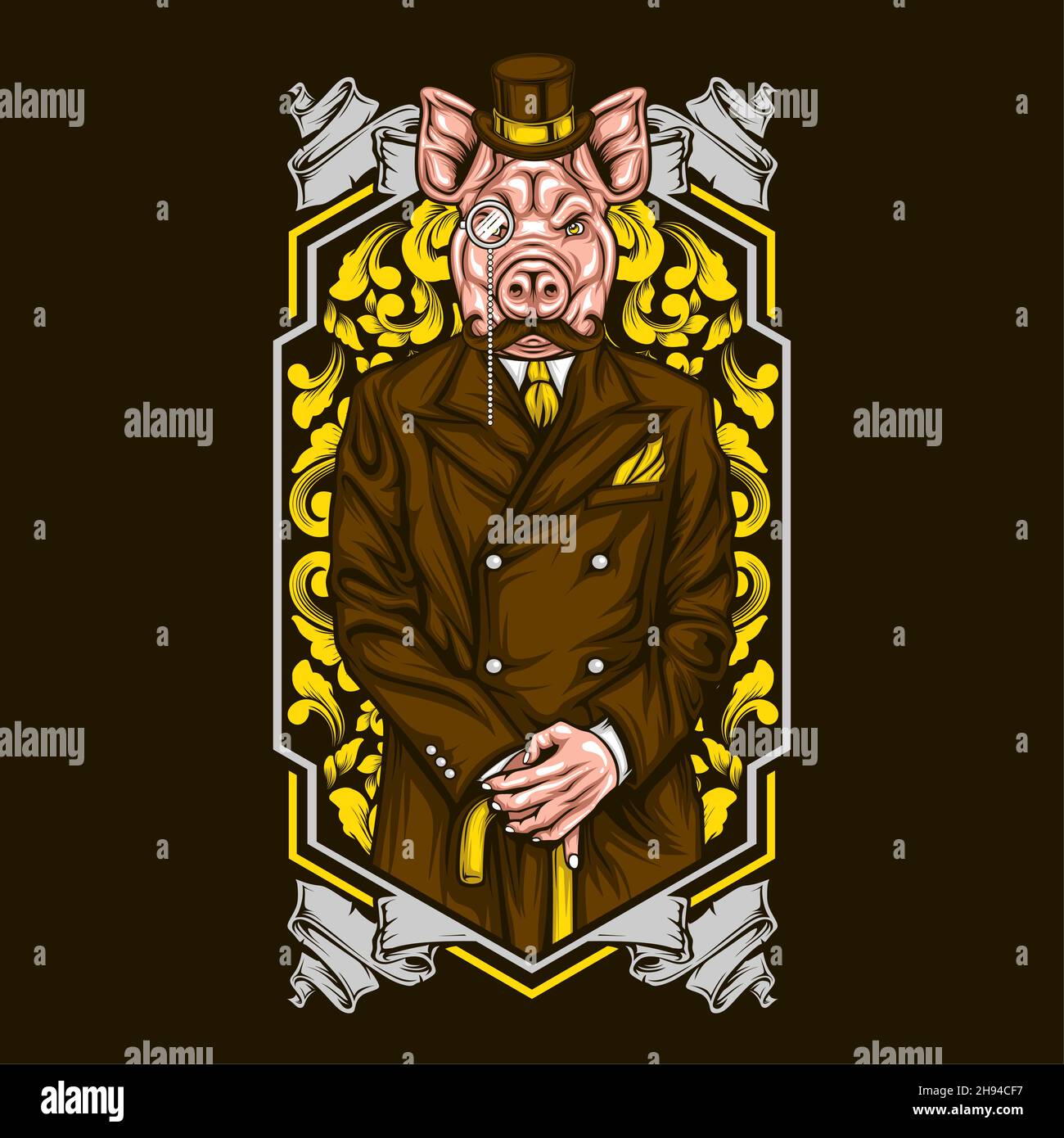 pig head man in suit with awesome background Stock Vector Image & Art ...