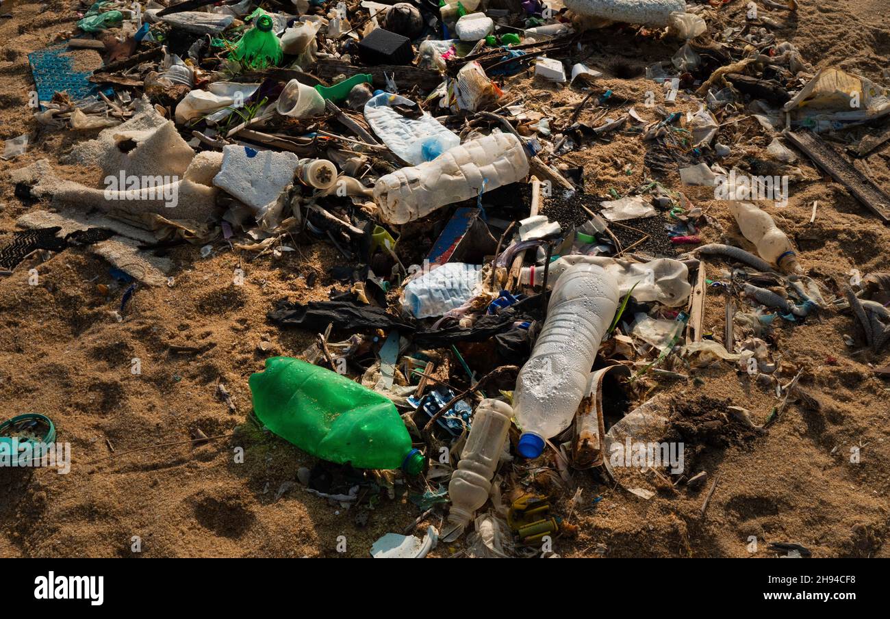 Beach of Sri Lanka is polluted with garbage Stock Photo - Alamy