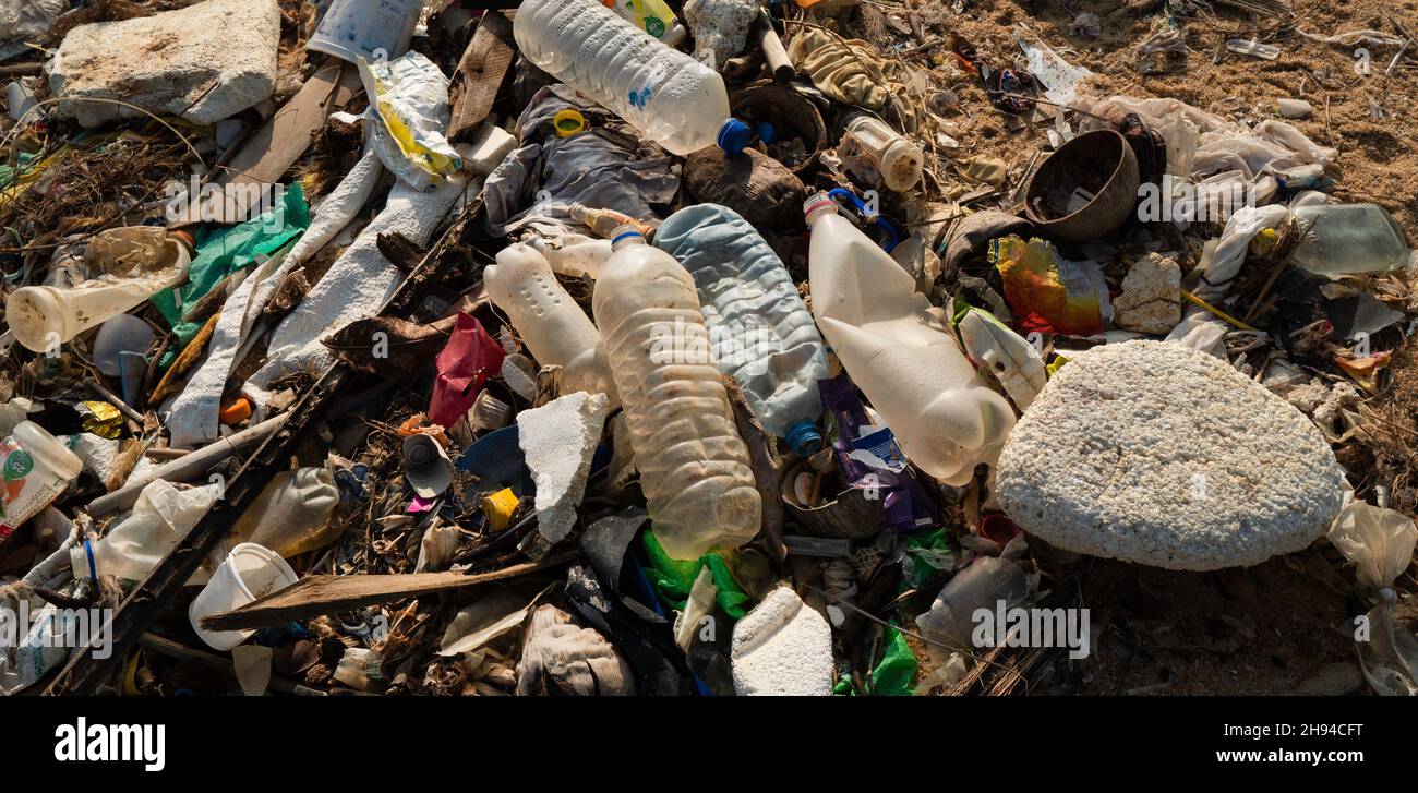 Beach of Sri Lanka is polluted with garbage Stock Photo - Alamy