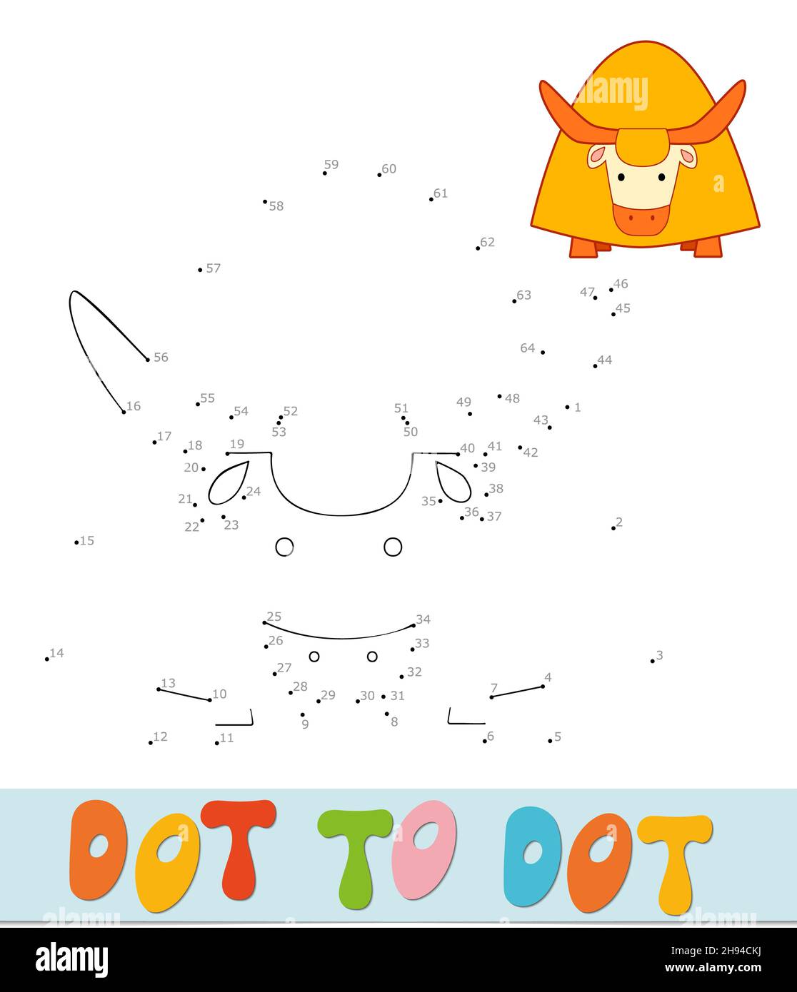 Dot to dot puzzle for children. Connect dots game. Yak illustration ...