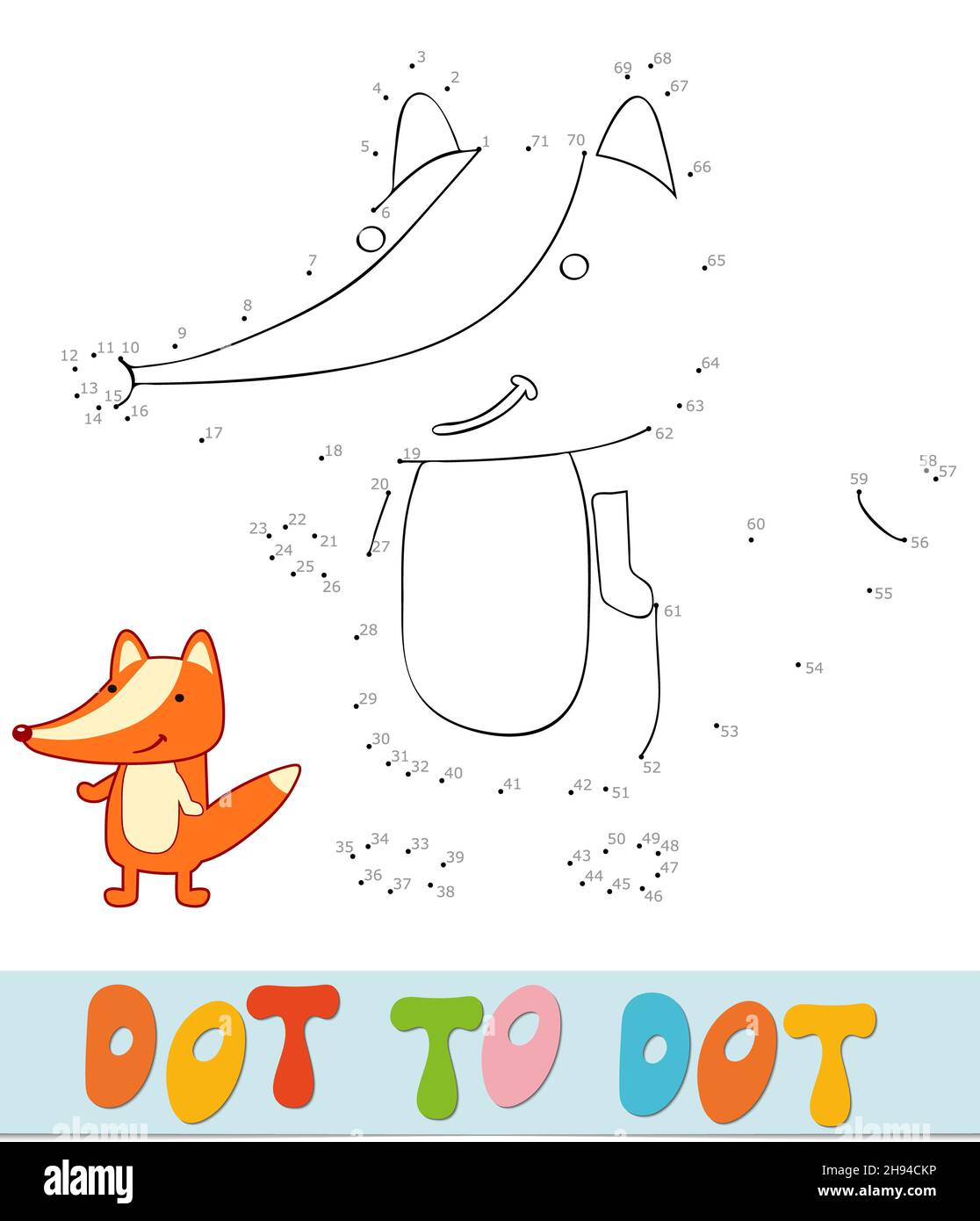 Dot to dot puzzle for children. Connect dots game. Fox illustration ...