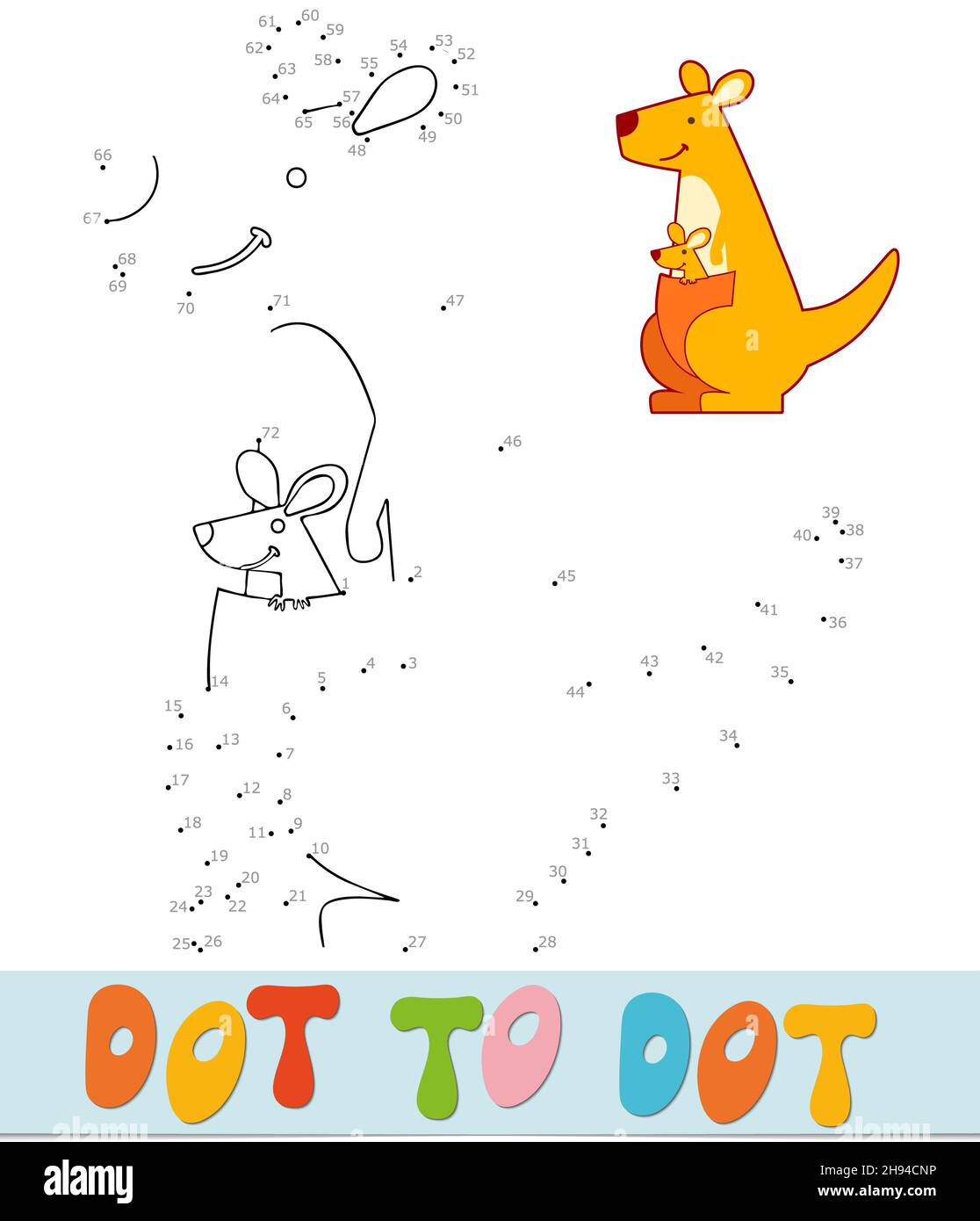 Dot to dot puzzle for children. Connect dots game. Kangaroo illustration Stock Photo - Alamy