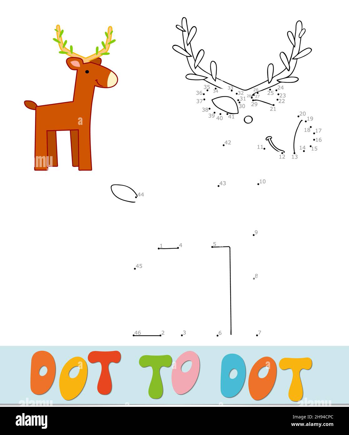 Dot to dot puzzle for children. Connect dots game. Deer illustration ...