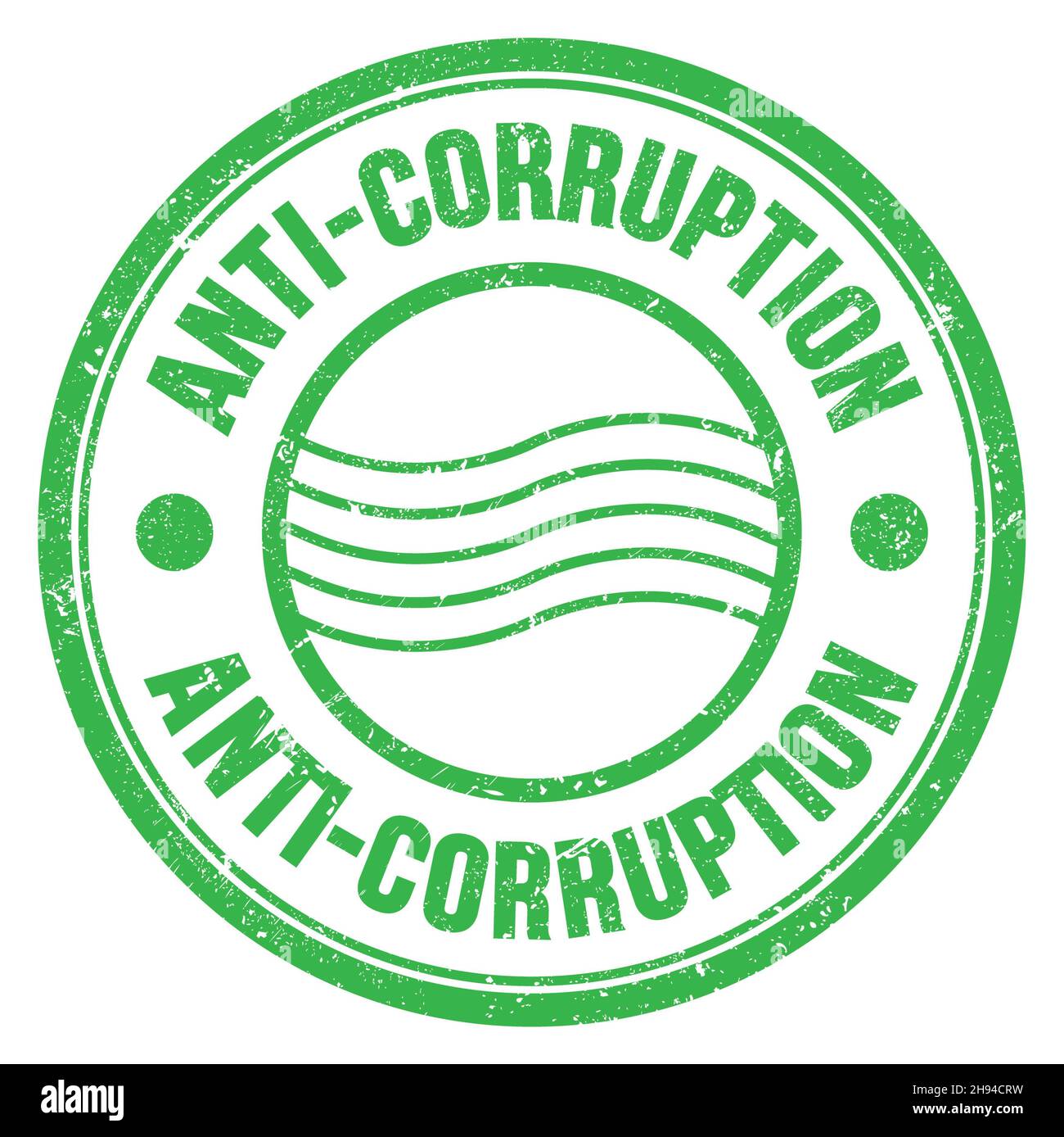 ANTI-CORRUPTION word written on green round postal stamp sign Stock ...