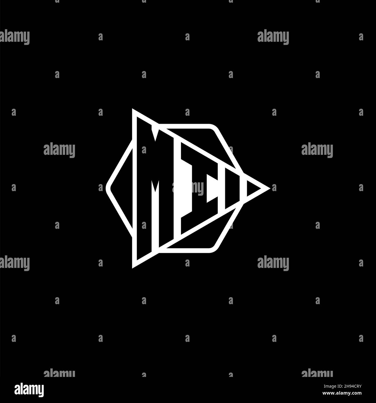 MI Monogram logo letter with triangle play button shape hexagonal ...