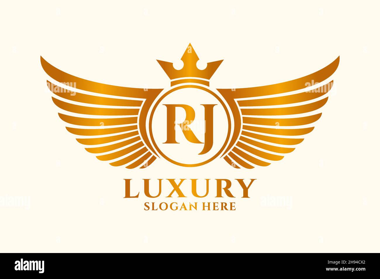 Luxury royal wing Letter RJ crest Gold color Logo vector, Victory logo ...