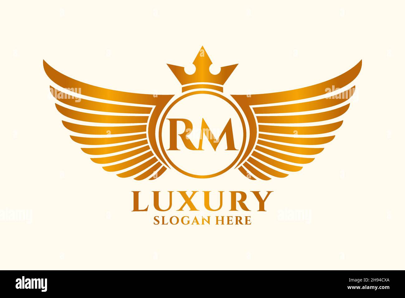 Luxury royal wing Letter RM crest Gold color Logo vector, Victory logo ...