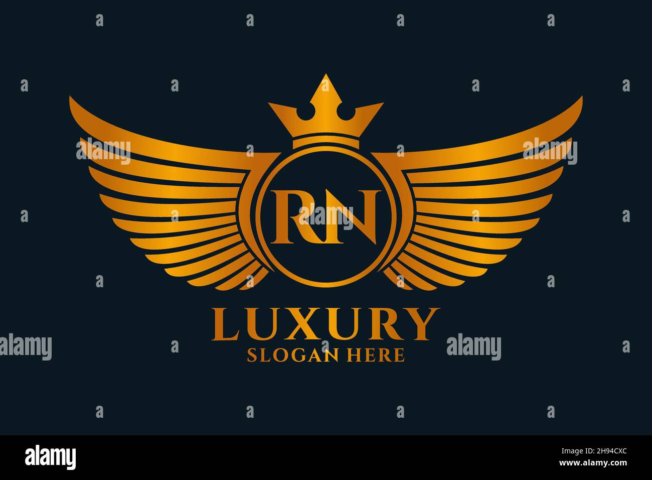 Luxury royal wing Letter RN crest Gold color Logo vector, Victory logo ...