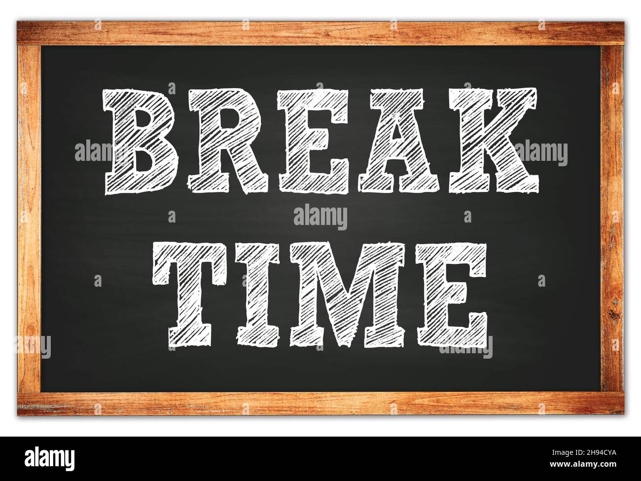 BREAK TIME written on black wooden frame school blackboard Stock Photo ...