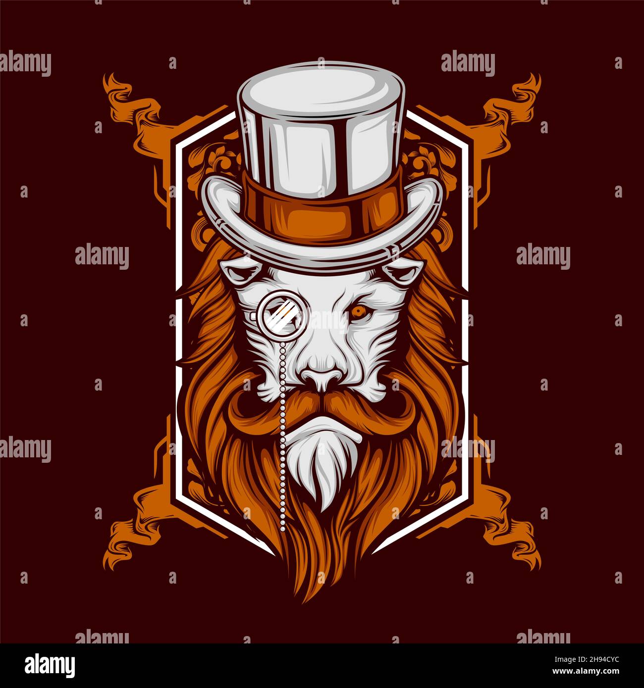 victorian lion head with awesome background Stock Vector Image & Art ...