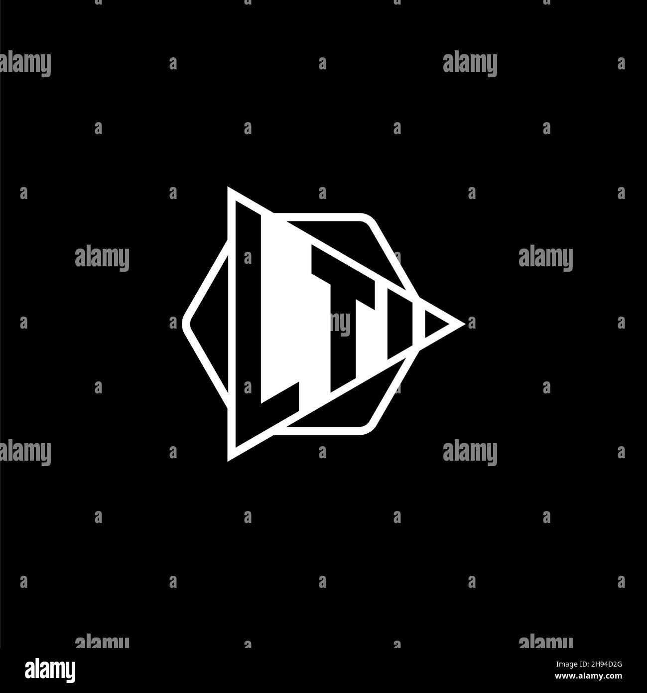 LT Monogram logo letter with triangle play button shape hexagonal ...