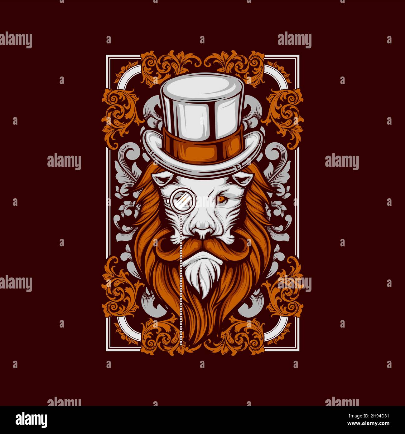 victorian lion head with awesome background Stock Vector Image & Art ...