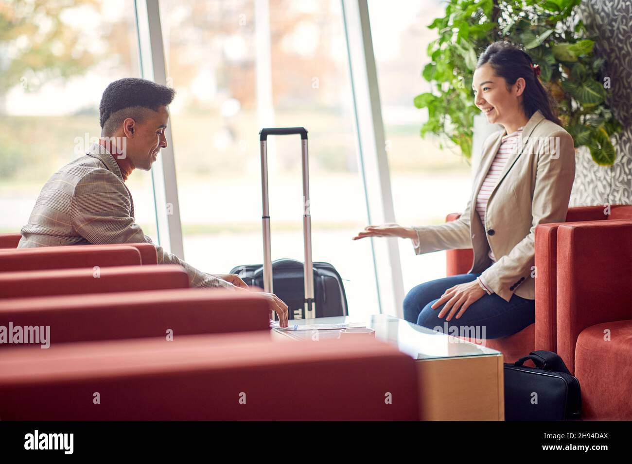 Young attractive woman during job interview Stock Photo - Alamy