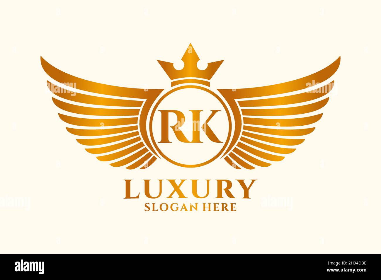 Luxury royal wing Letter RK crest Gold color Logo vector, Victory logo ...