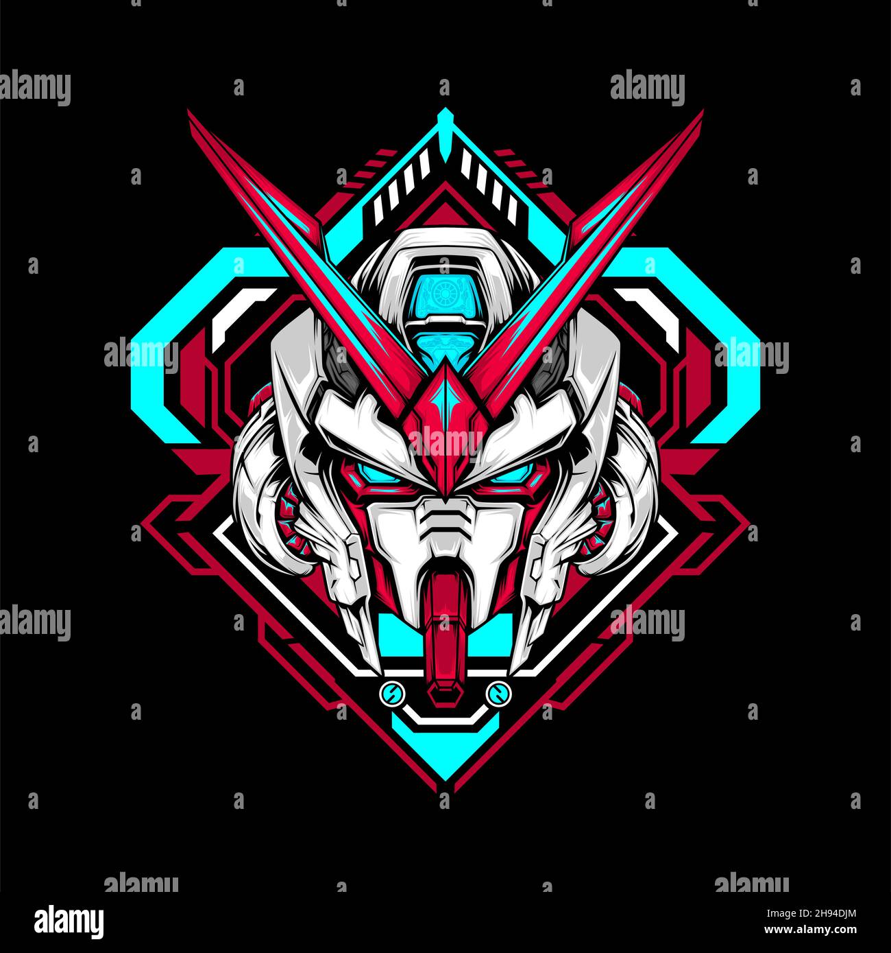 japanese robot head with futuristic background Stock Vector Image & Art ...