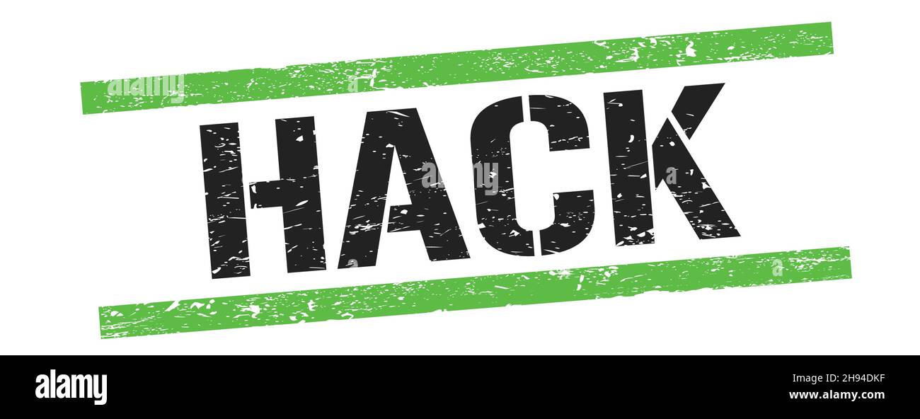 HACK text on black green grungy lines stamp sign Stock Photo - Alamy