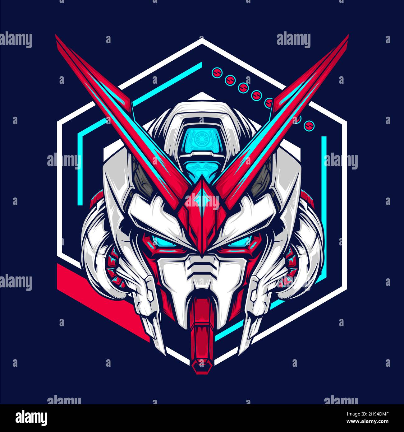 japanese robot head with futuristic background Stock Vector Image & Art ...