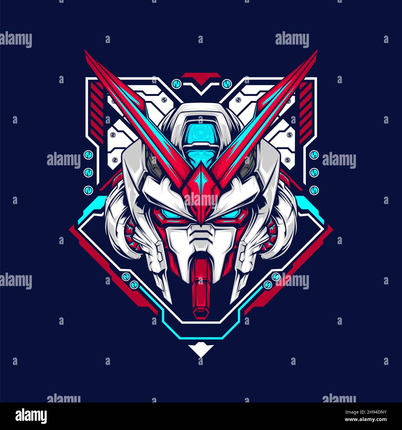 japanese robot head with futuristic background Stock Vector Image & Art ...