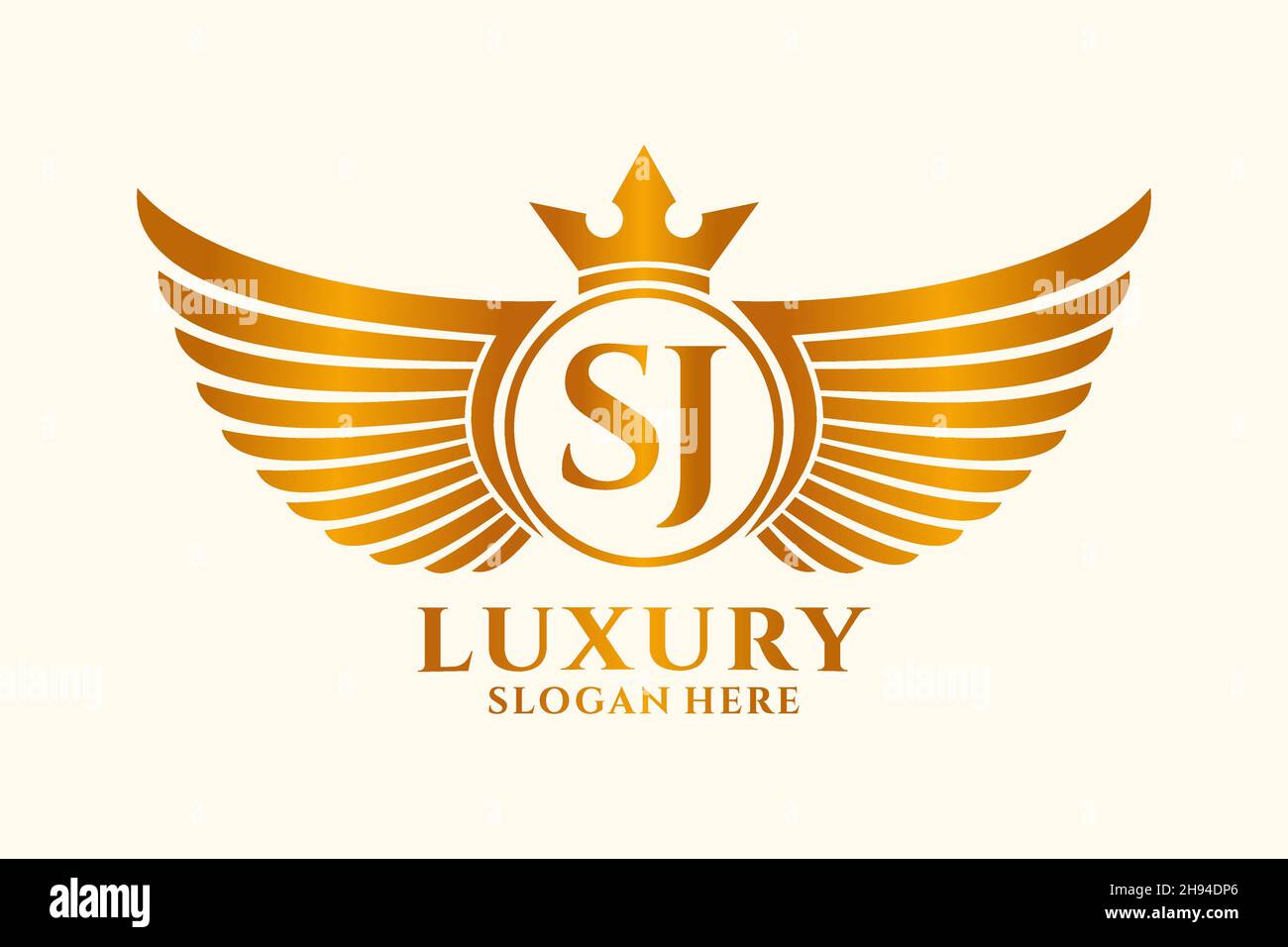 Luxury royal wing Letter SJ crest Gold color Logo vector, Victory logo ...