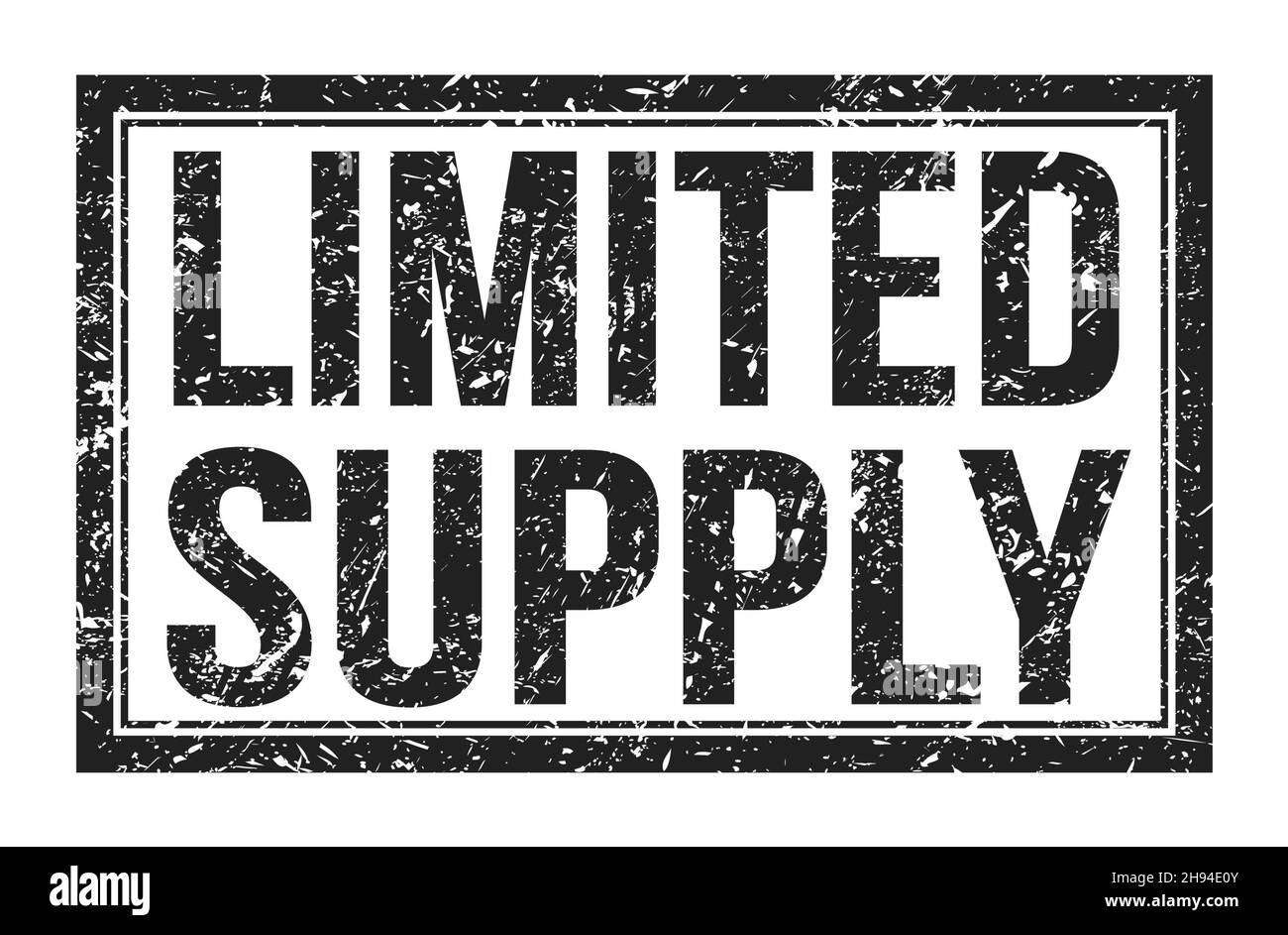 LIMITED SUPPLY, words written on black rectangle stamp sign Stock Photo ...