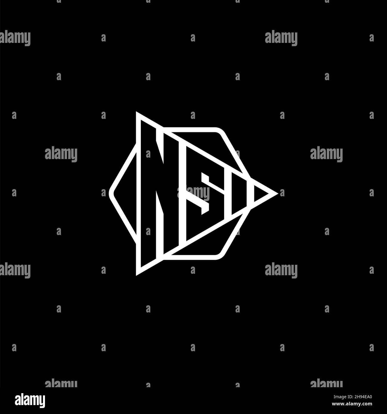 NS Monogram logo letter with triangle play button shape hexagonal ...