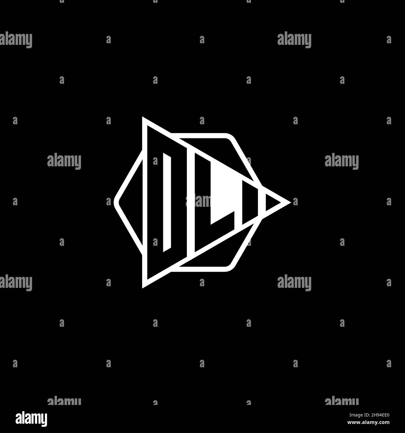 OL Monogram logo letter with triangle play button shape hexagonal rounded. Triangle circle ...