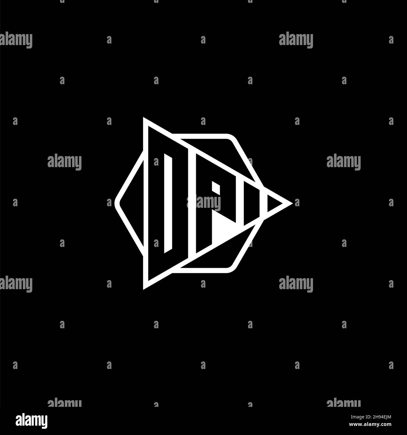 OP Monogram logo letter with triangle play button shape hexagonal ...