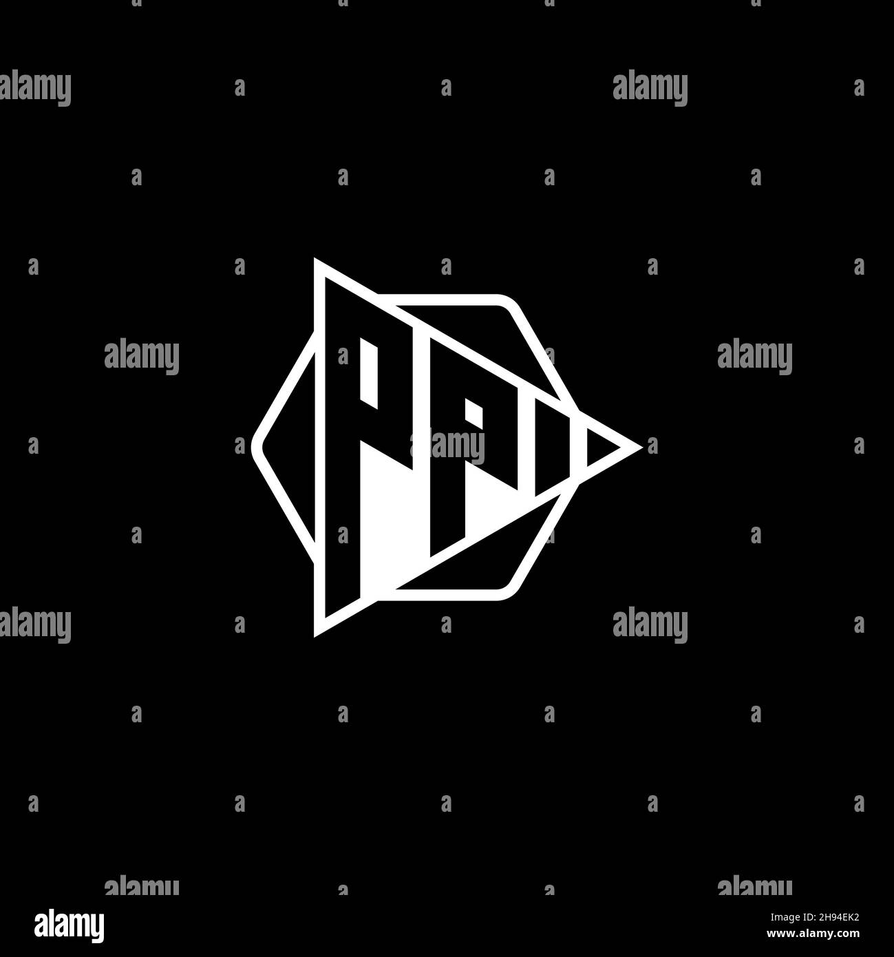 PP Monogram logo letter with triangle play button shape hexagonal rounded. Triangle circle ...