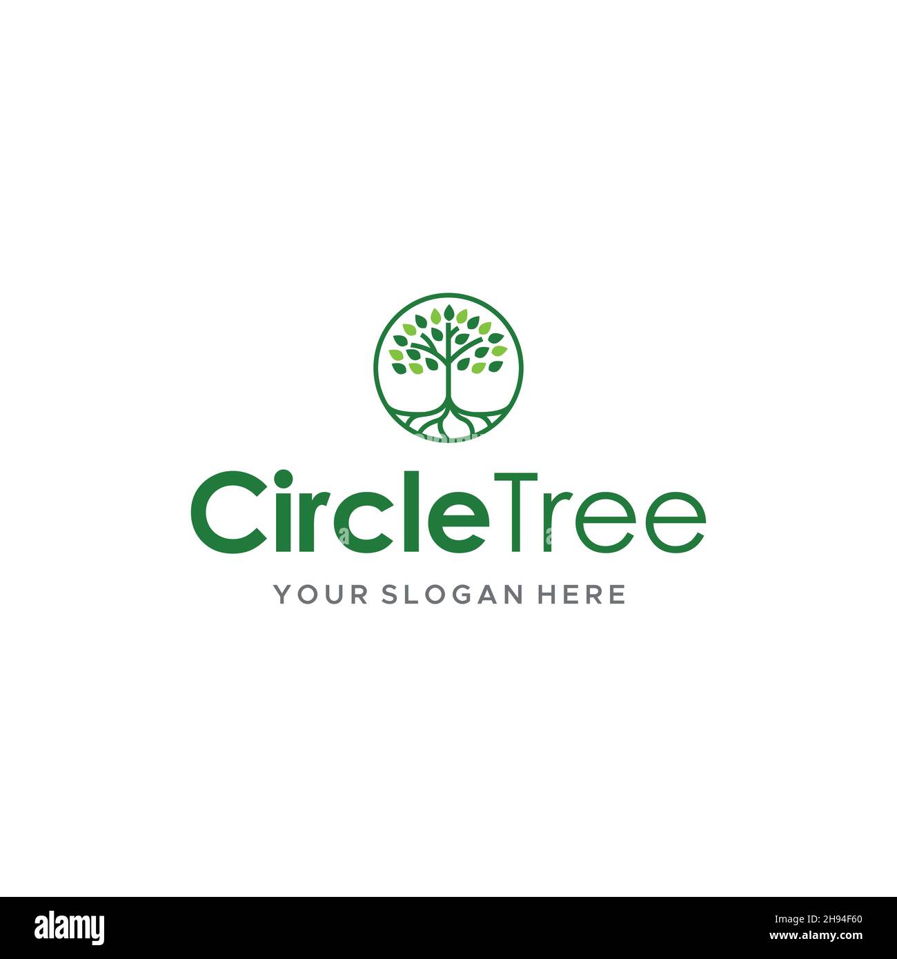 minimalist CircleTree plants root logo design Stock Vector Image & Art ...