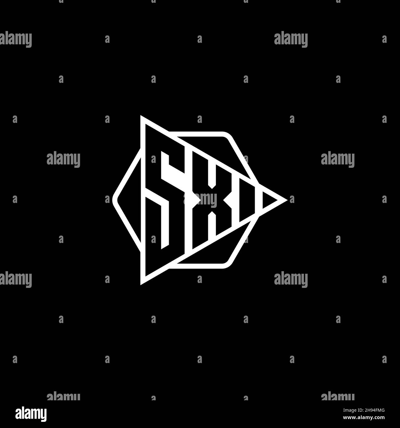 SX Monogram logo letter with triangle play button shape hexagonal ...