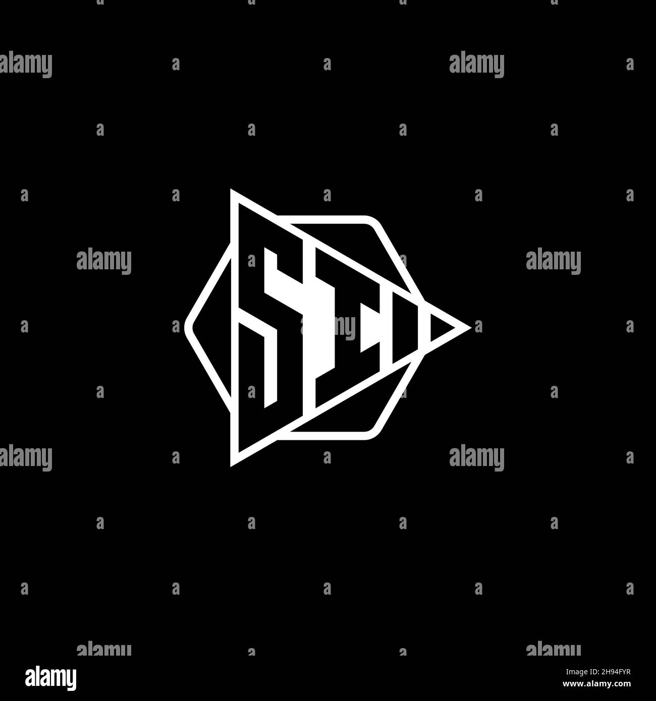 SI Monogram logo letter with triangle play button shape hexagonal ...