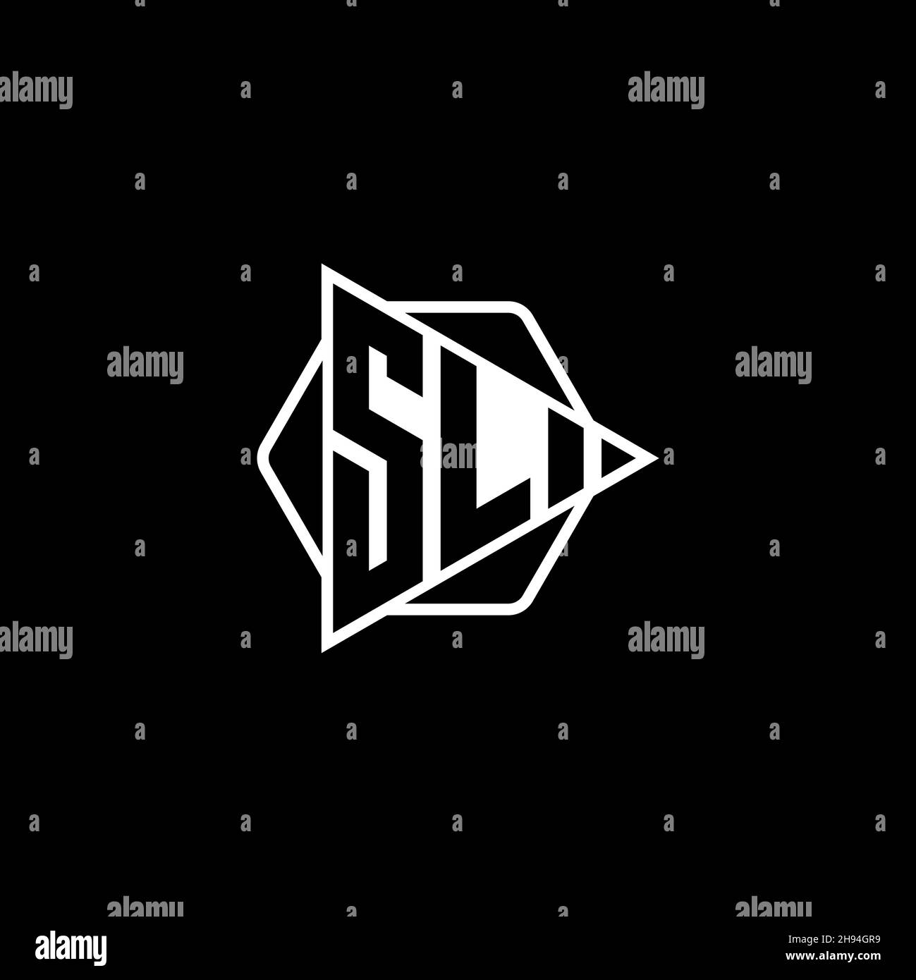 SL Monogram logo letter with triangle play button shape hexagonal ...