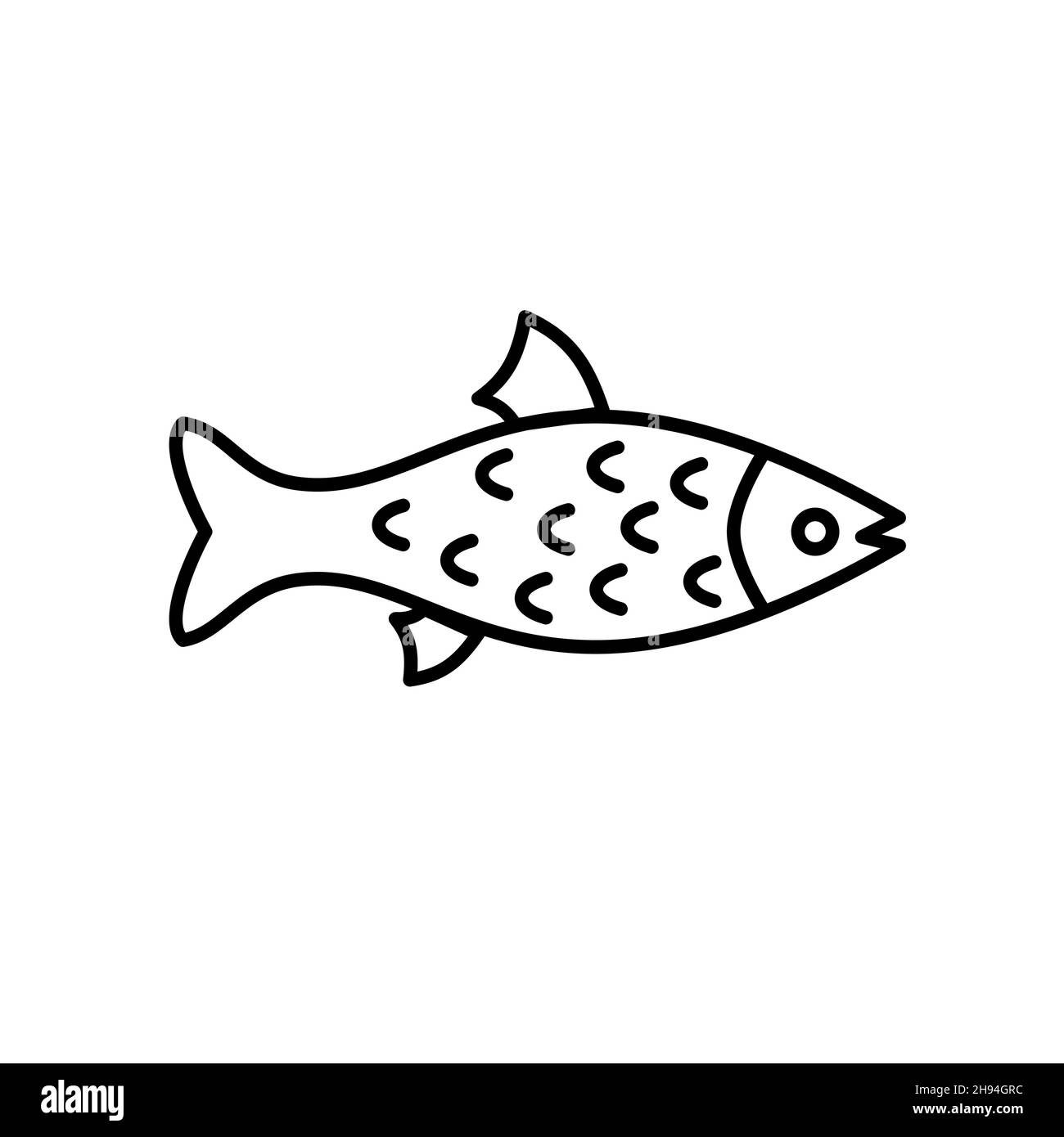 Outline vector fish meal icon isolated on white background. esp Stock ...